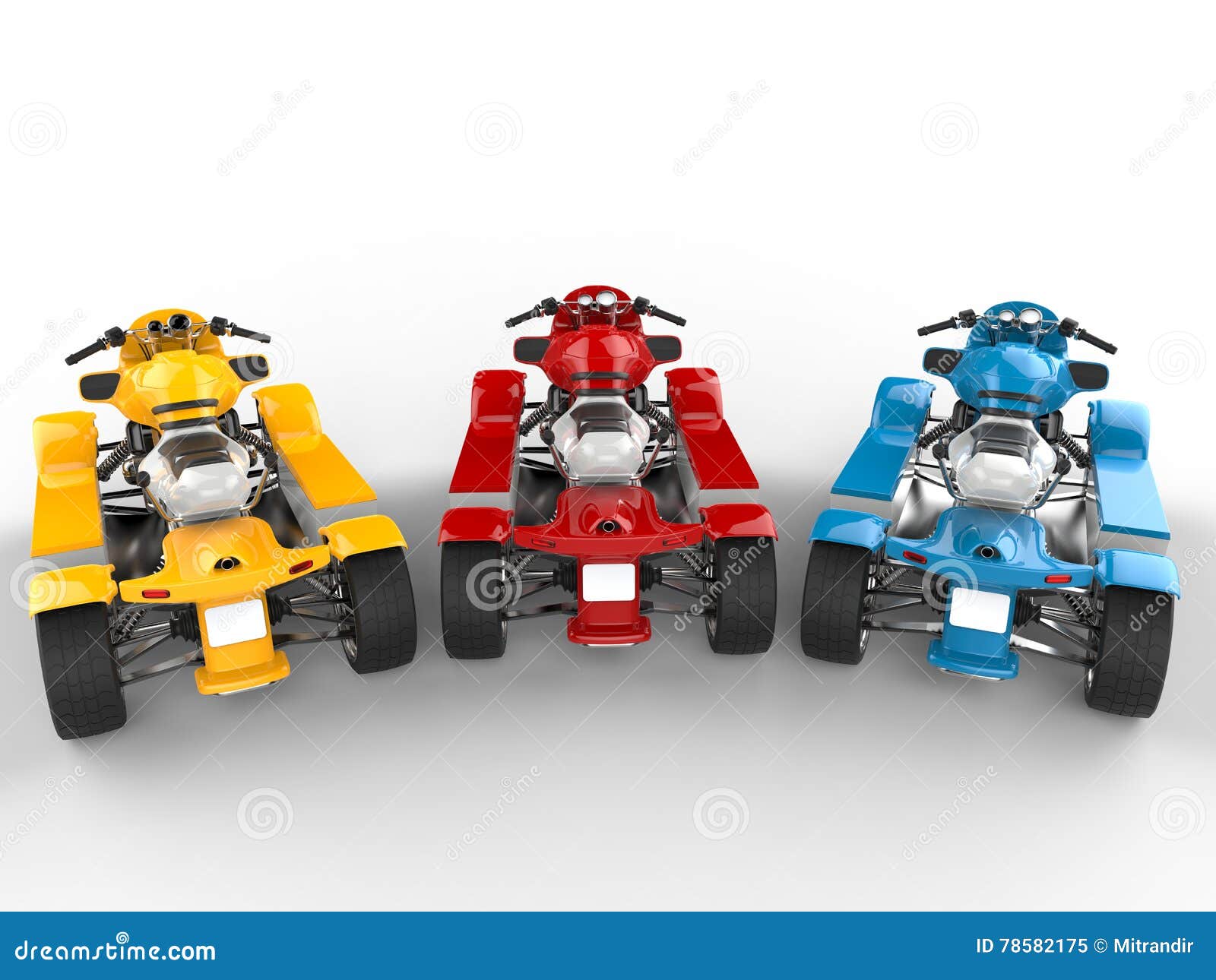 Yellow And Red Quad Bikes - Top Side View Stock Photography ...