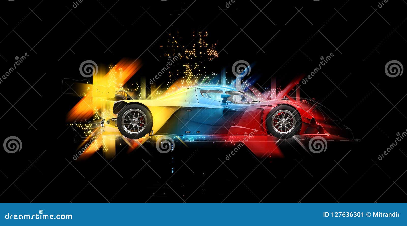 Red, Blue and Yellow Multi Color Super Car Stock Illustration ...