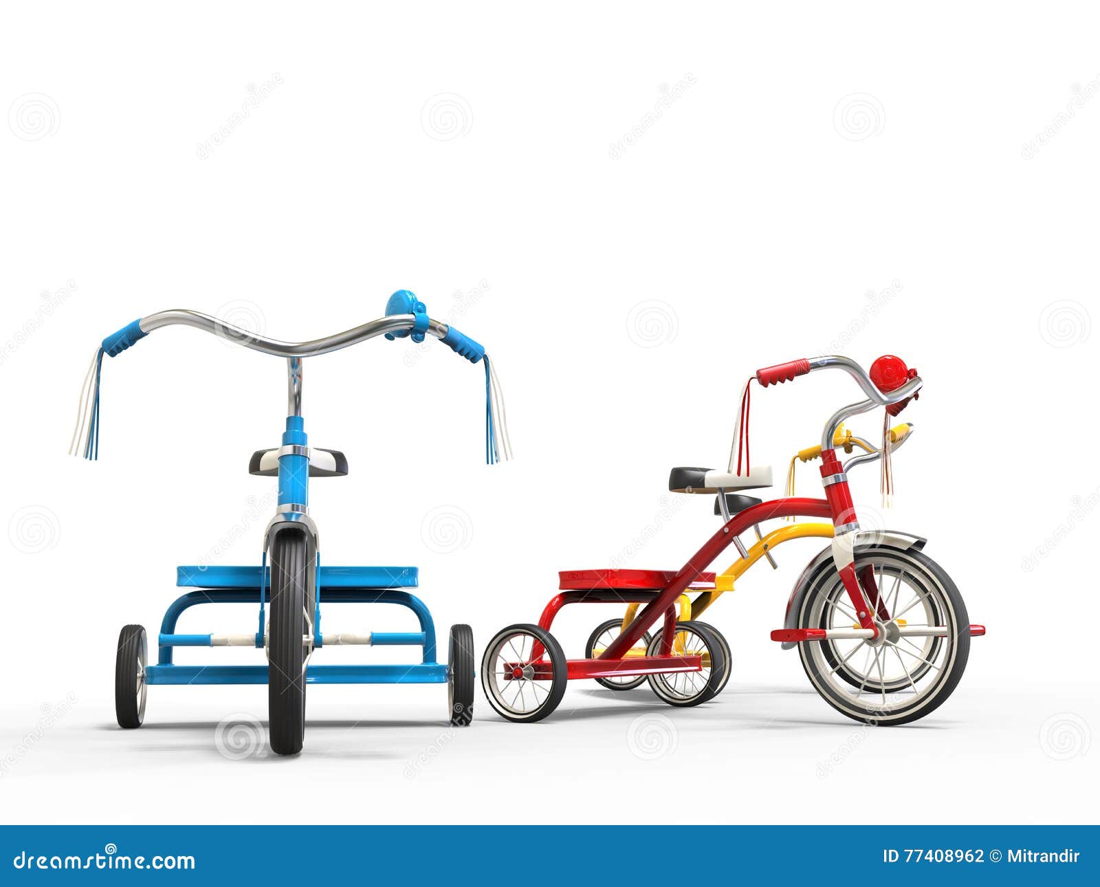 Red, Blue and Yellow Tricycles - Side View Stock Illustration ...