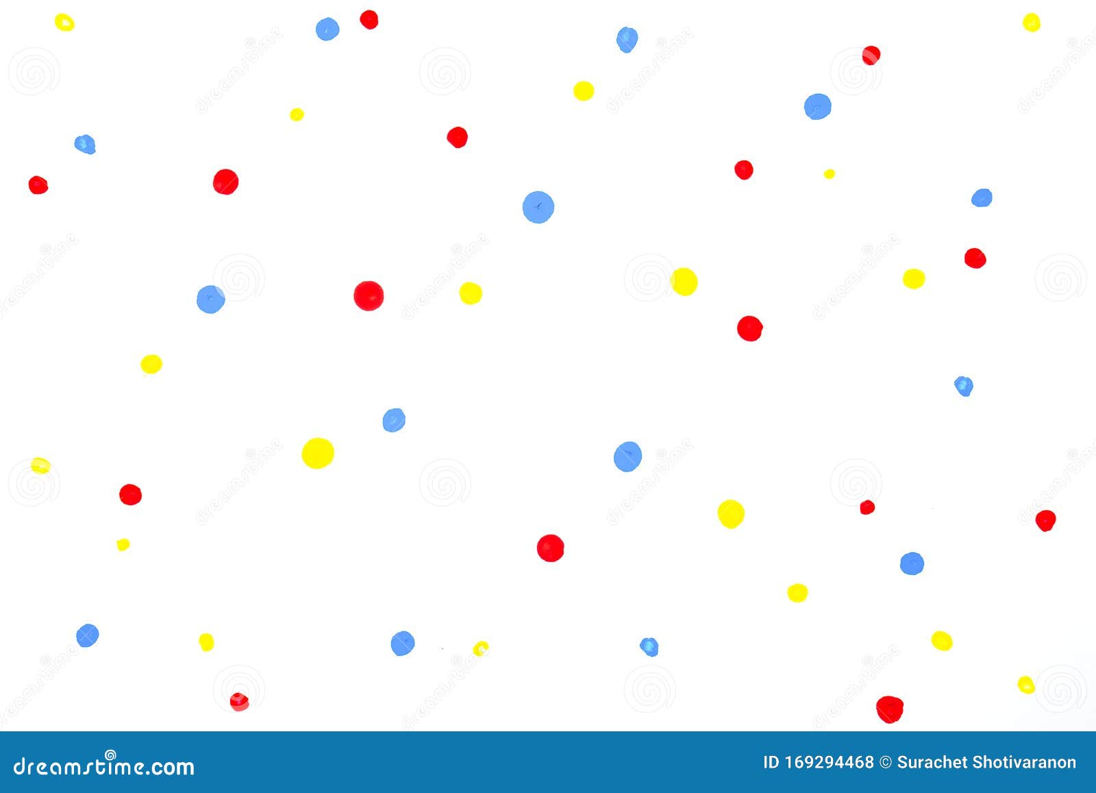 Red Blue Yellow Water Colour Random Drop Dots on White Drawing Paper ...