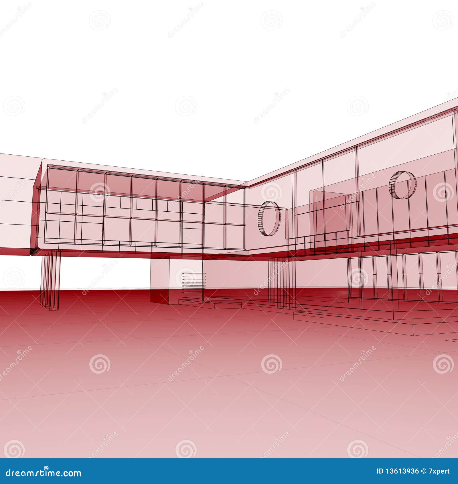 Red blueprint on white stock illustration. Illustration of concept ...