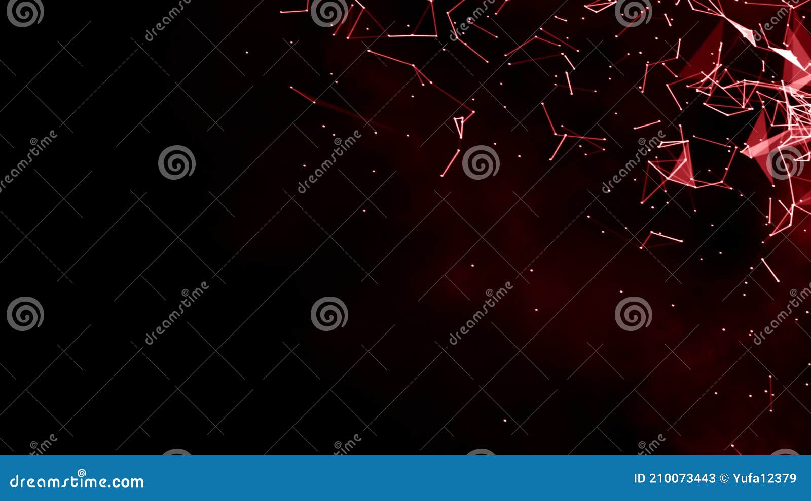 Red Blurred Abstract Plexus Particle Effect Background. Mess Communication Technology Network ...