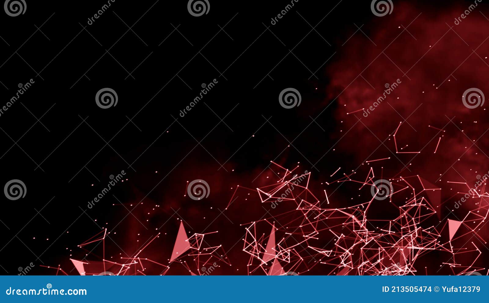 Red Blurred Abstract Plexus Particle Effect Background. Mess Communication Technology Network ...