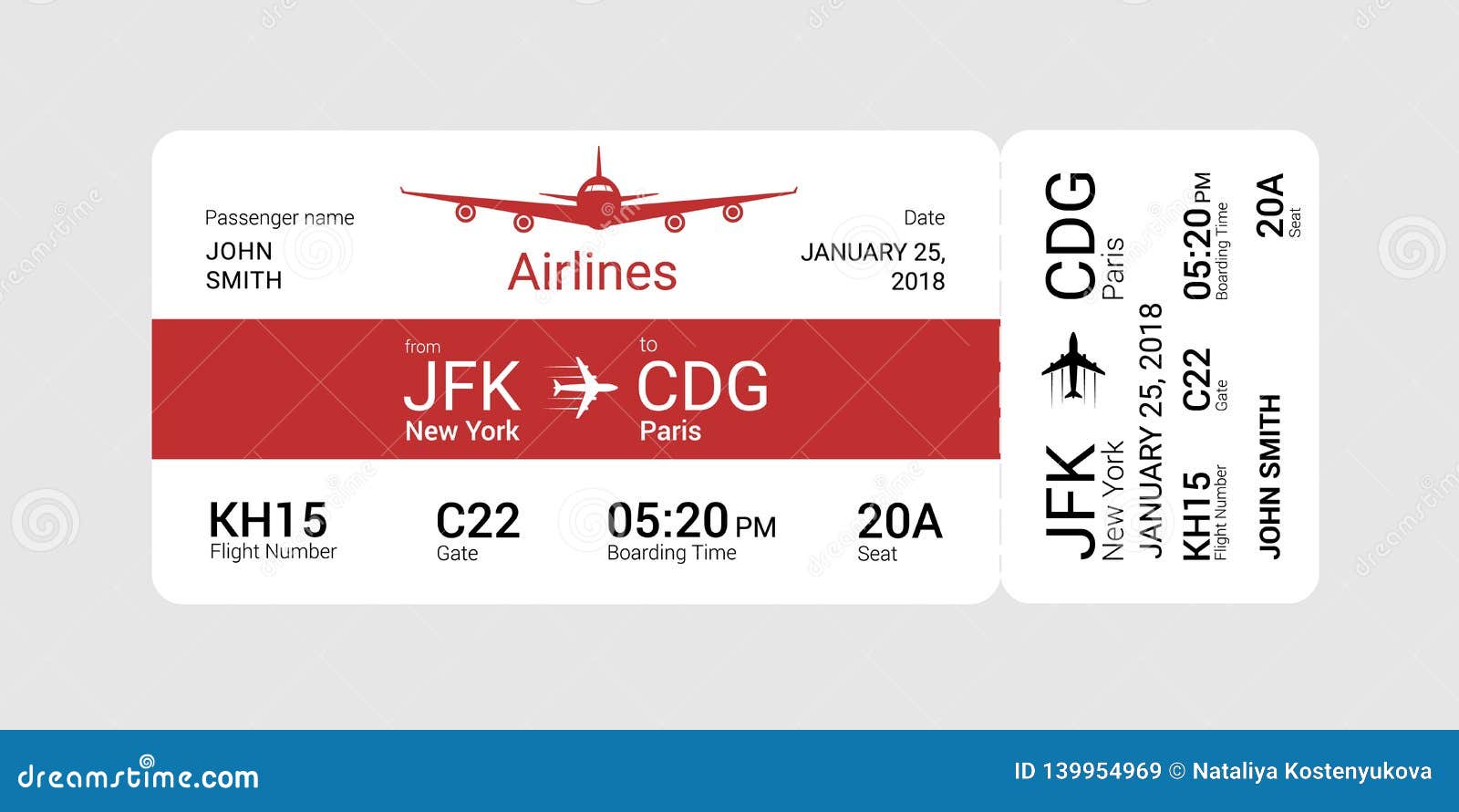 Red boarding pass stock vector. Illustration of intercontinental ...