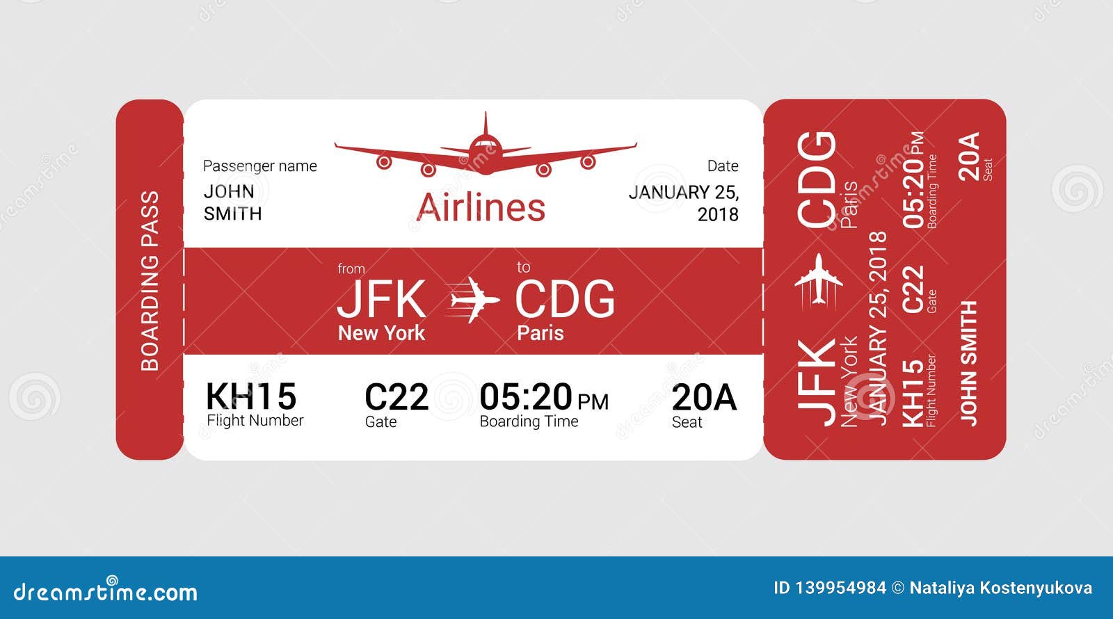 Red boarding pass stock vector. Illustration of background - 139954984
