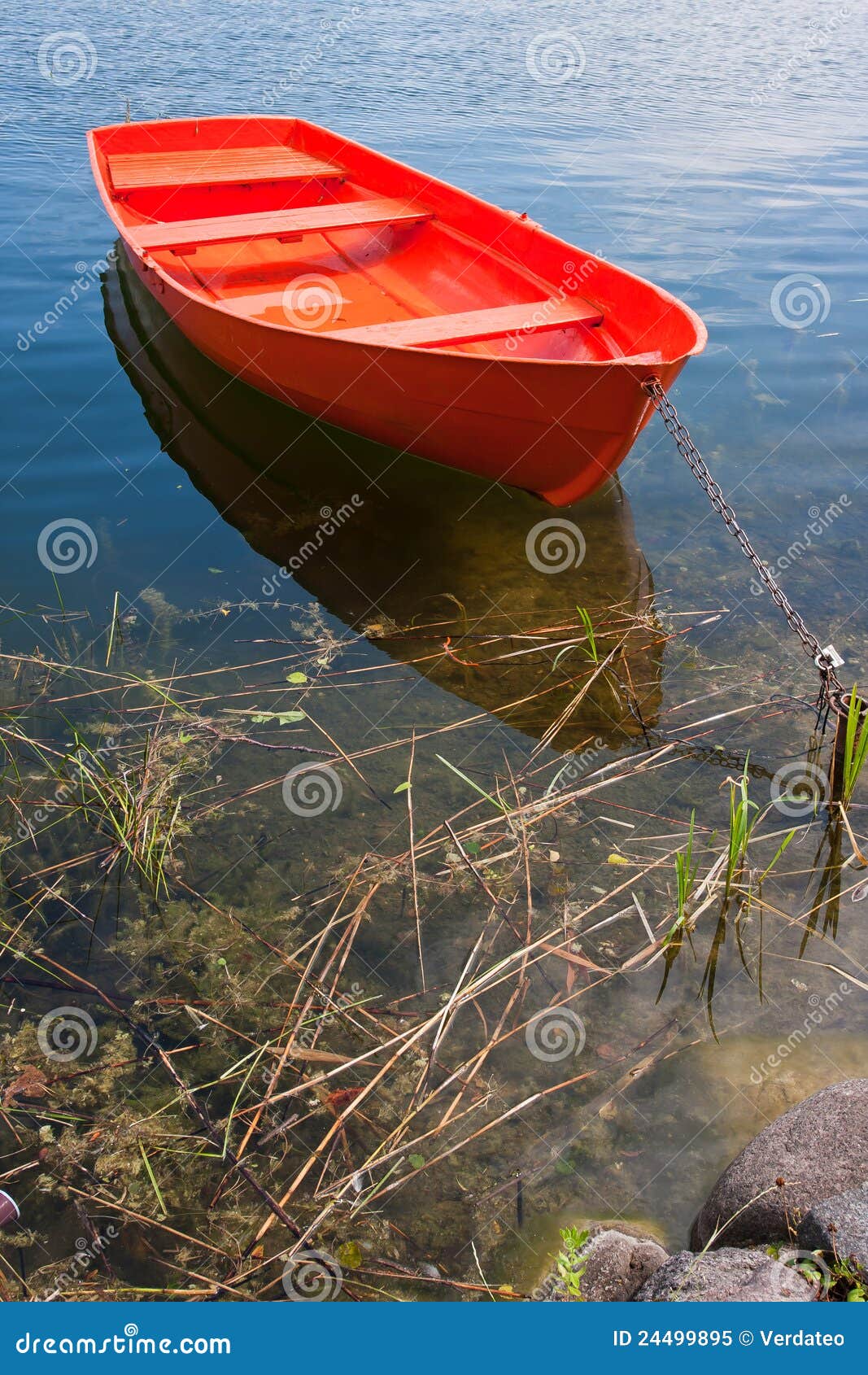Red boat stock image. Image of vertical, grass, chain - 24499895