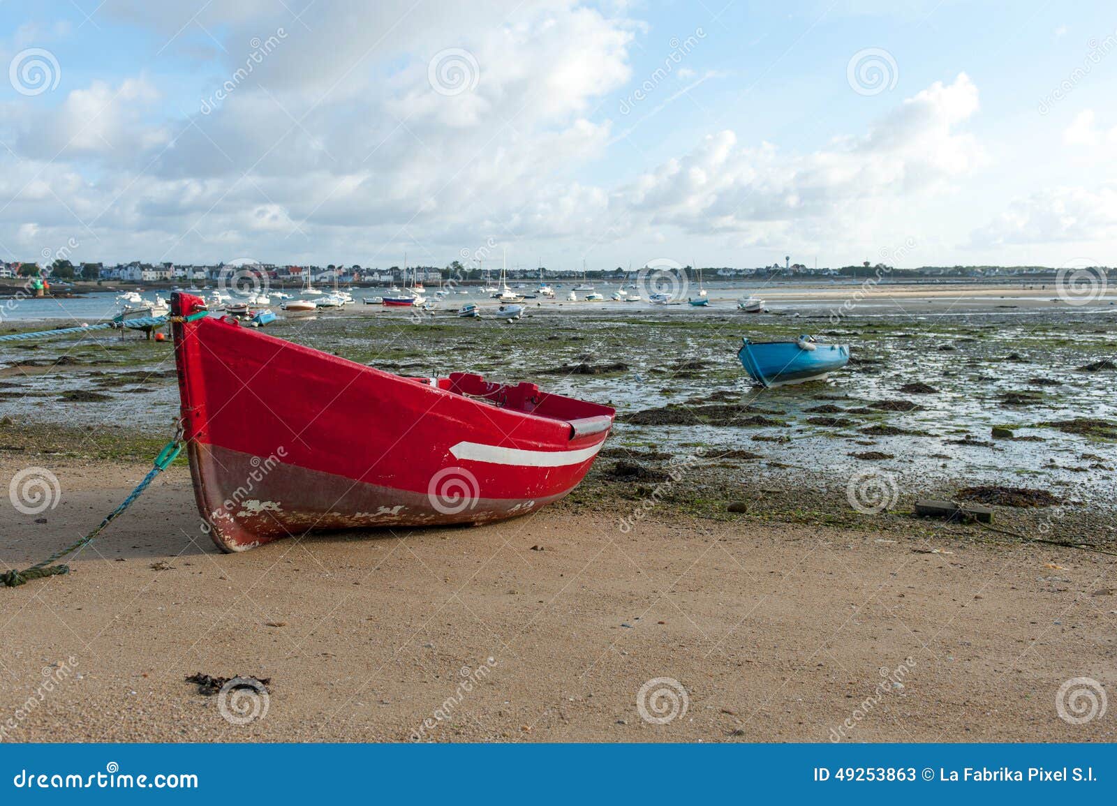Red boat stock image. Image of rural, brittany, harbor - 49253863