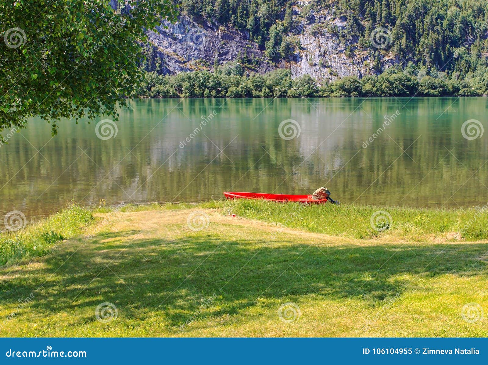 Boat on Lake Mjosa in Norway Stock Image - Image of landscape, away ...
