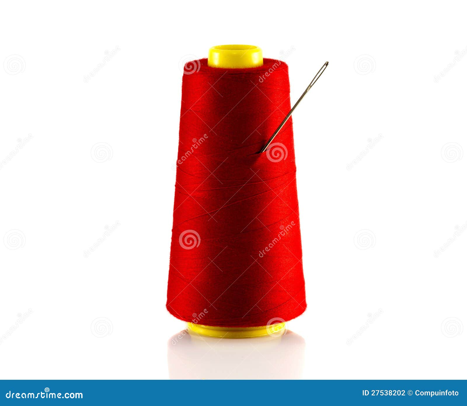 Red Bobbin with Thread and Needle Stock Photo - Image of item, string ...