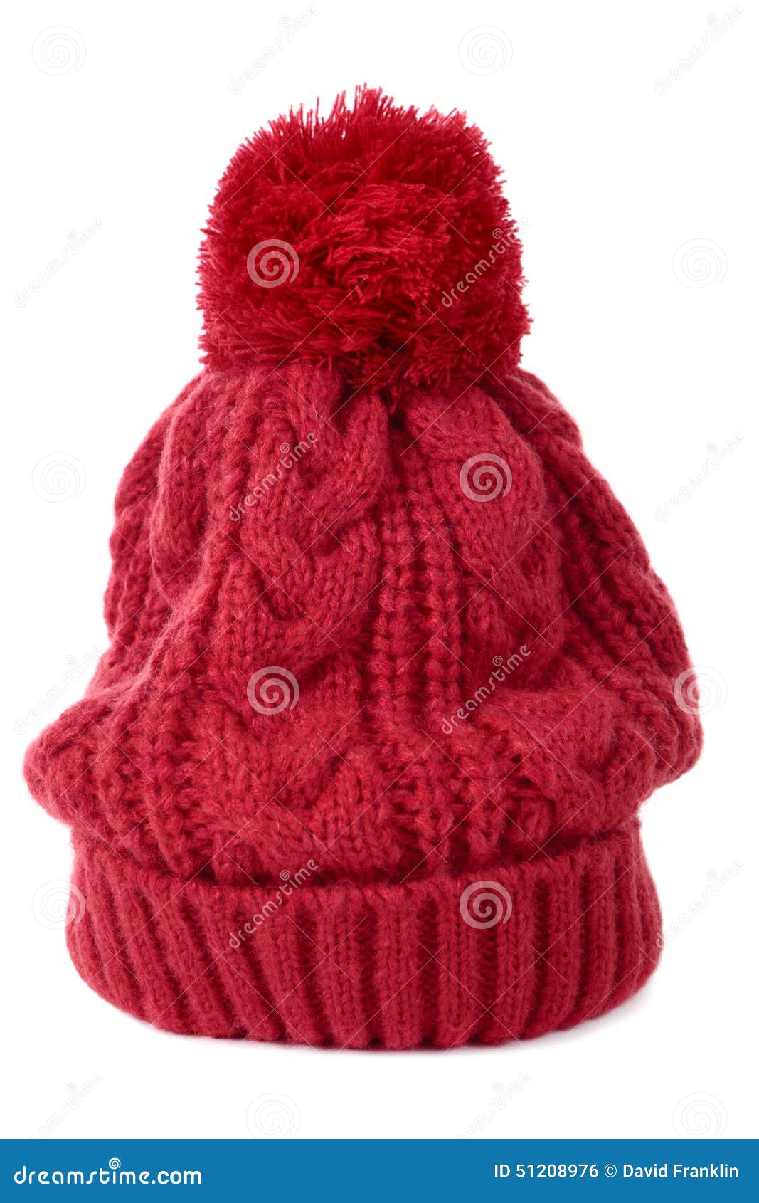 Red Winter Ski or Knit Hat, Isolated on White Stock Photo - Image of ...