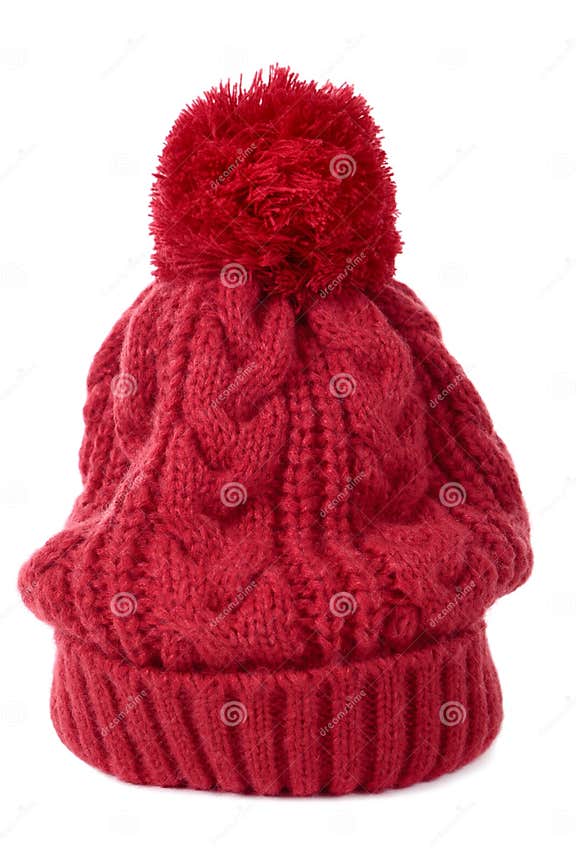 Red Winter Ski or Knit Hat, Isolated on White Stock Photo - Image of ...