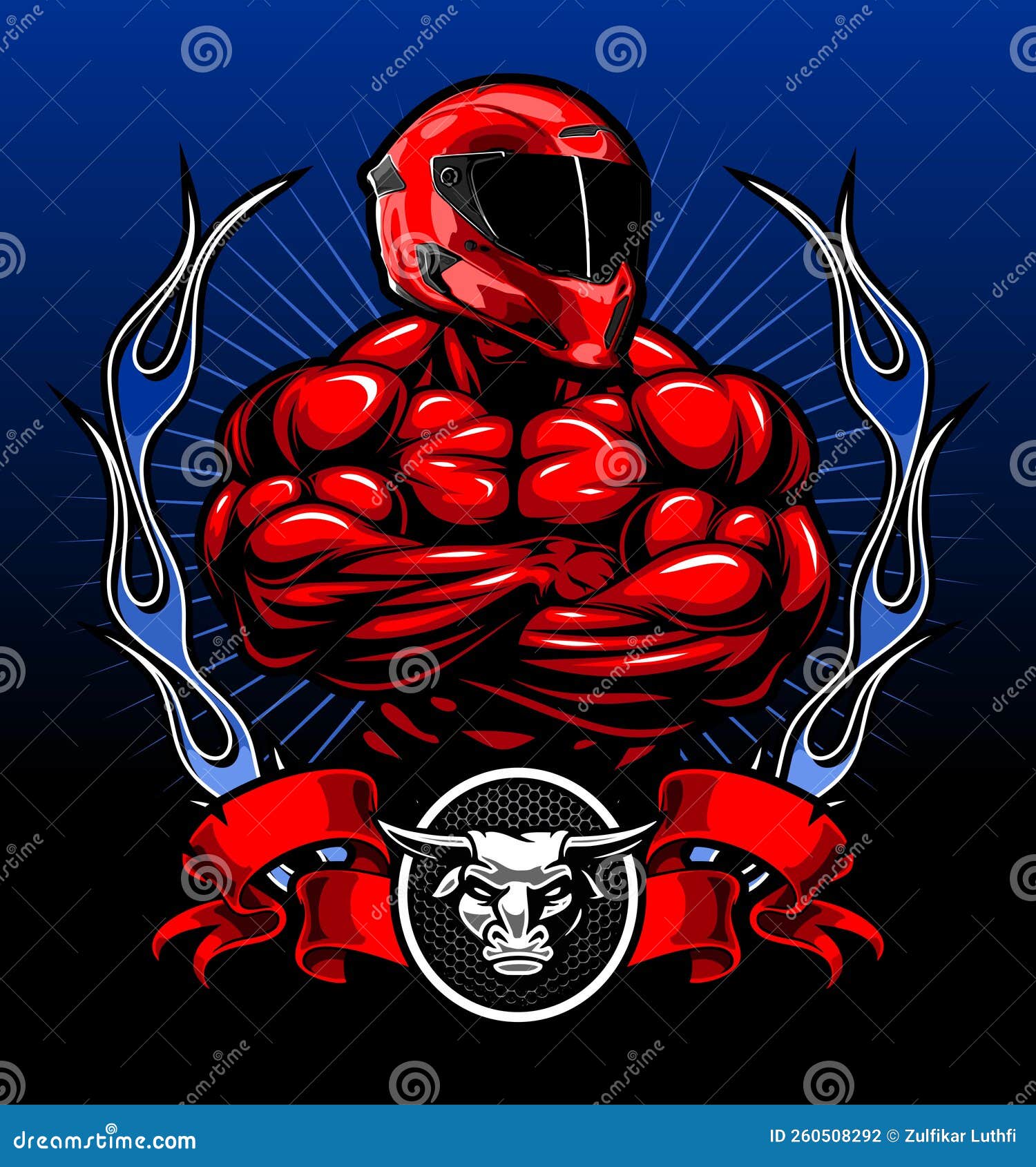 Red Bodybuilder with Black Background Helmet Stock Vector ...
