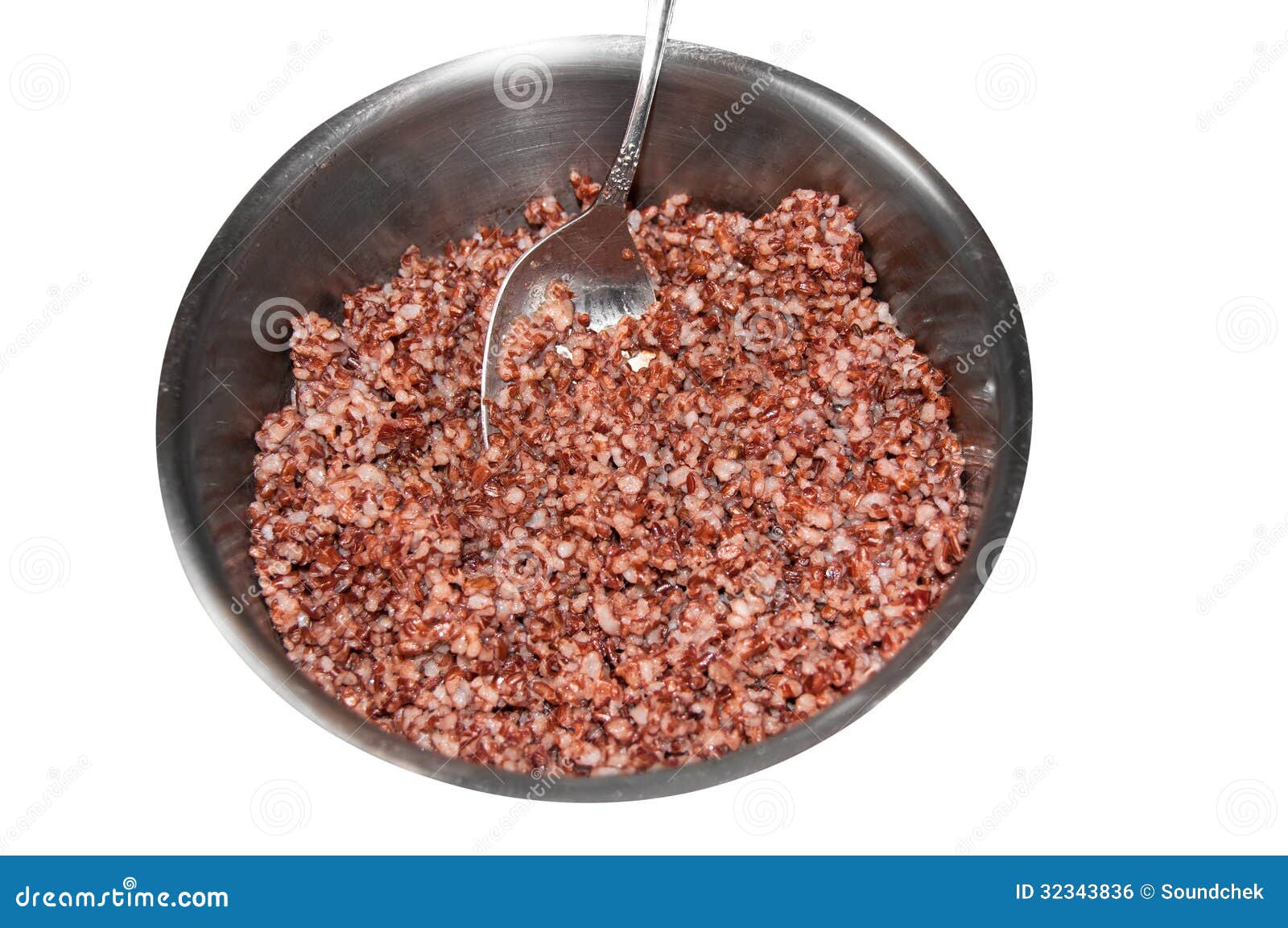 Red boiled rice in a bowl stock photo. Image of grain - 32343836