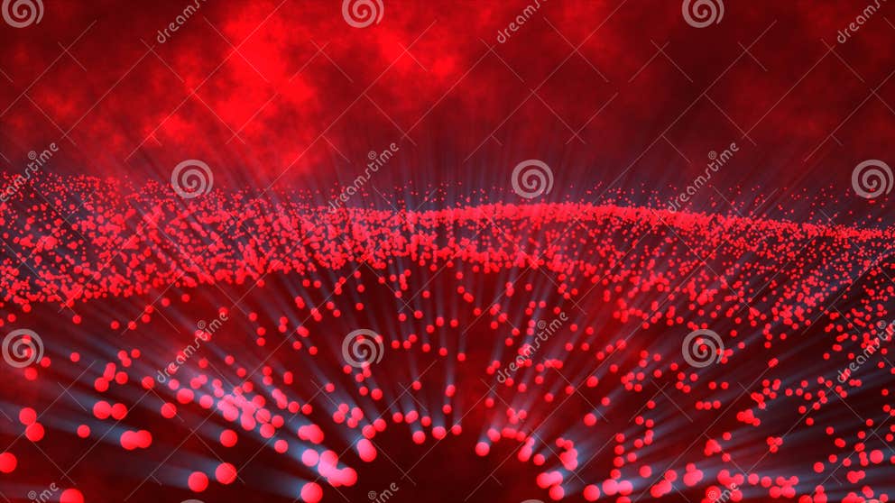 Red Bokeh Particle Isolated on Red Background. Particle with Depth of Field and Bokeh in Cyber ...