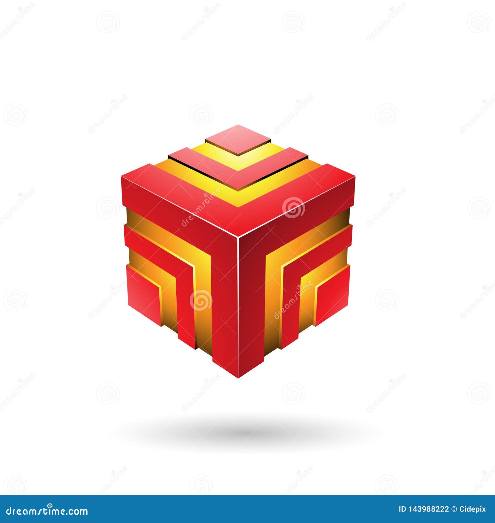 Red Bold Striped Cube Vector Illustration Stock Vector - Illustration ...