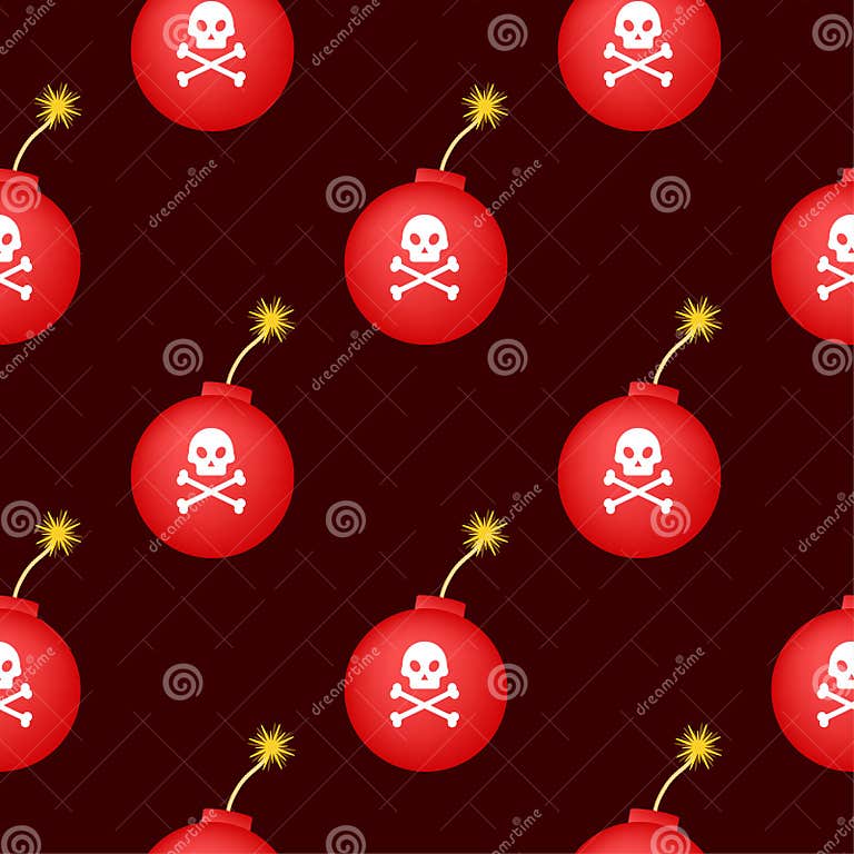 Red Bomb Dangerous Pixel on Dark Background. Vector Illustration. Stock ...