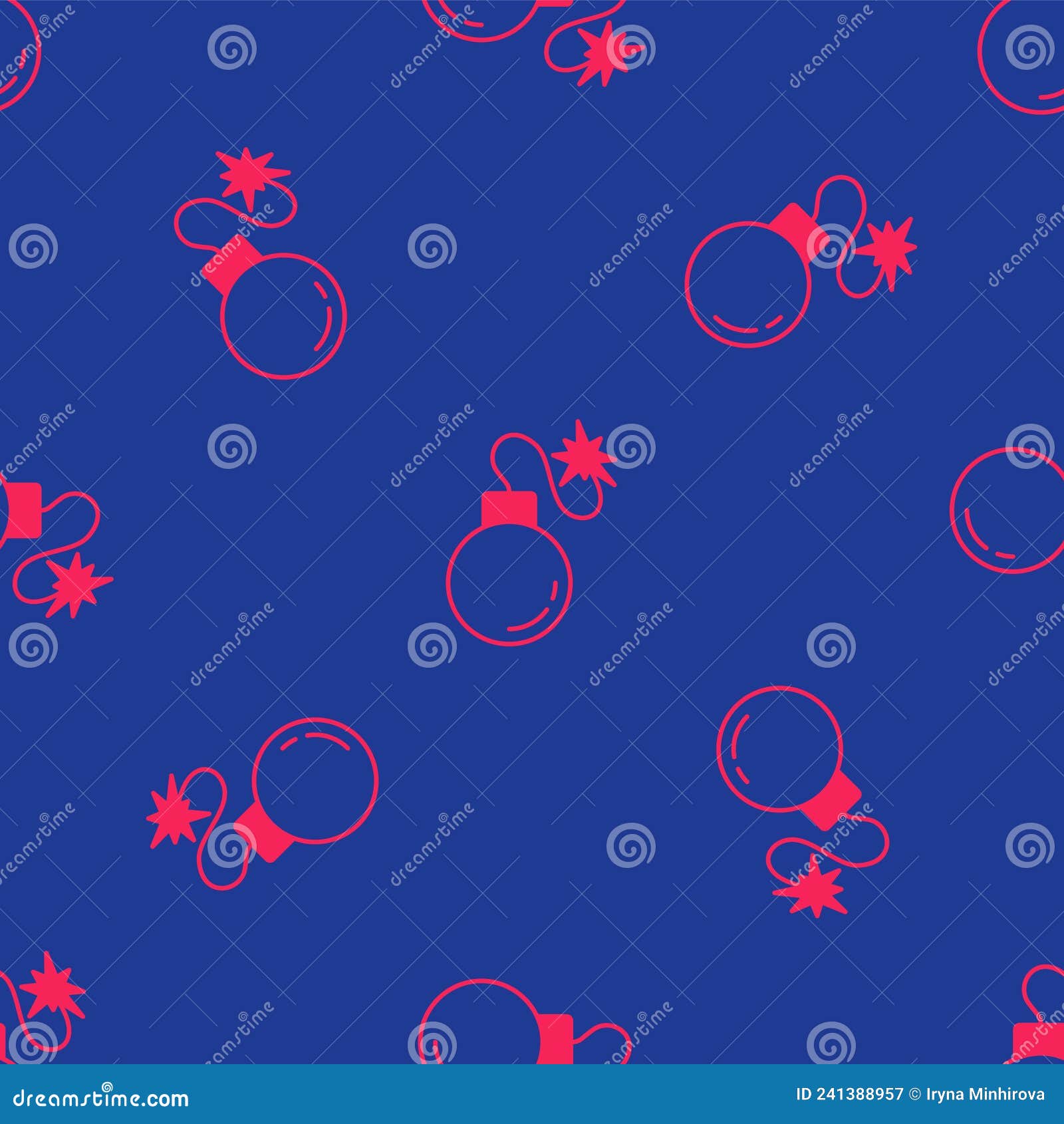 Red Bomb Ready To Explode Icon Isolated Seamless Pattern on Blue ...