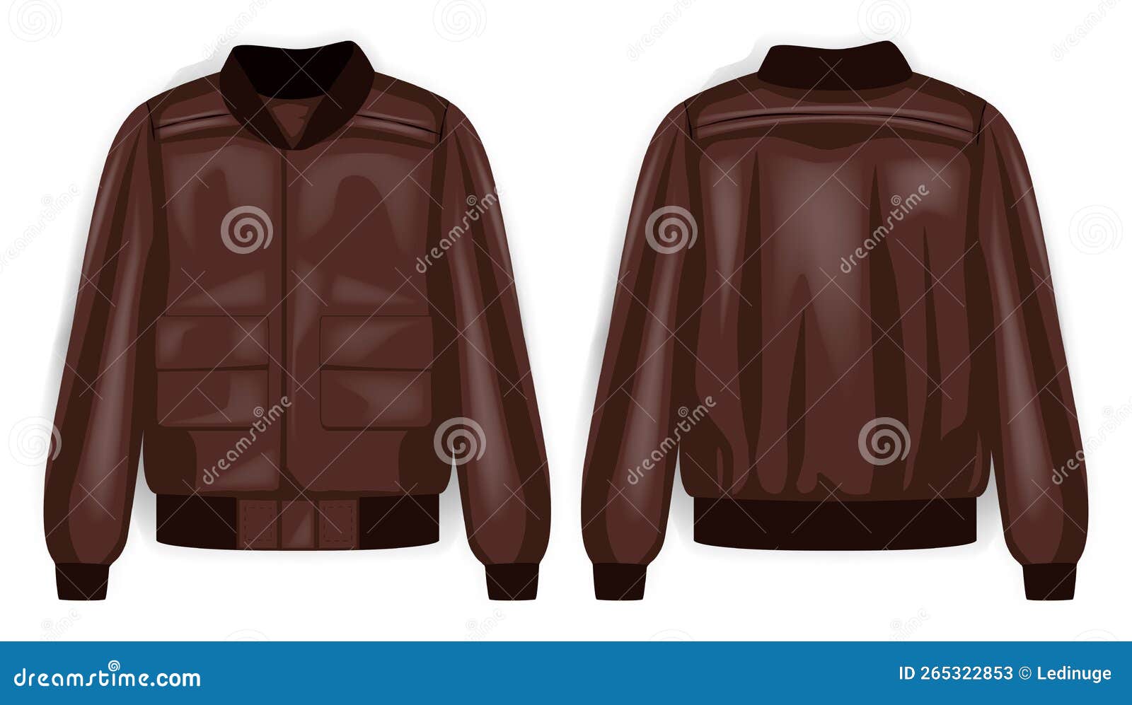 Red Bomber Jacket Front and Back View, Vector Mockup Illustration Stock ...