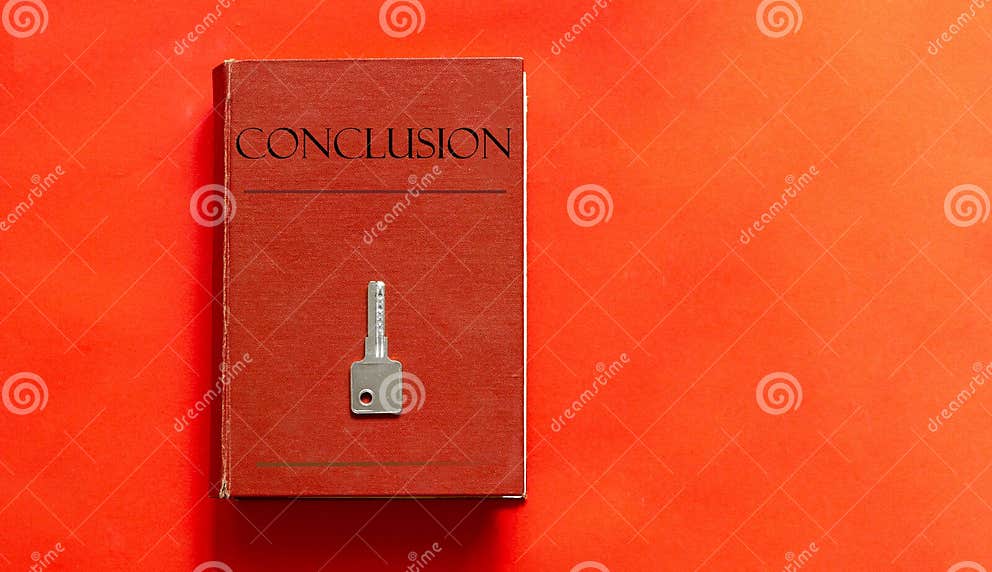 Red Book with Text Conclusion and a Key on a Red Background Stock Photo ...