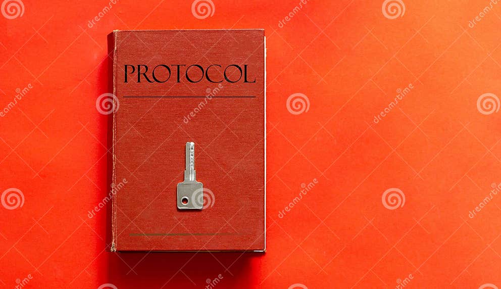 Red Book with Text PROTOCOL and a Key on a Red Background Stock Photo ...