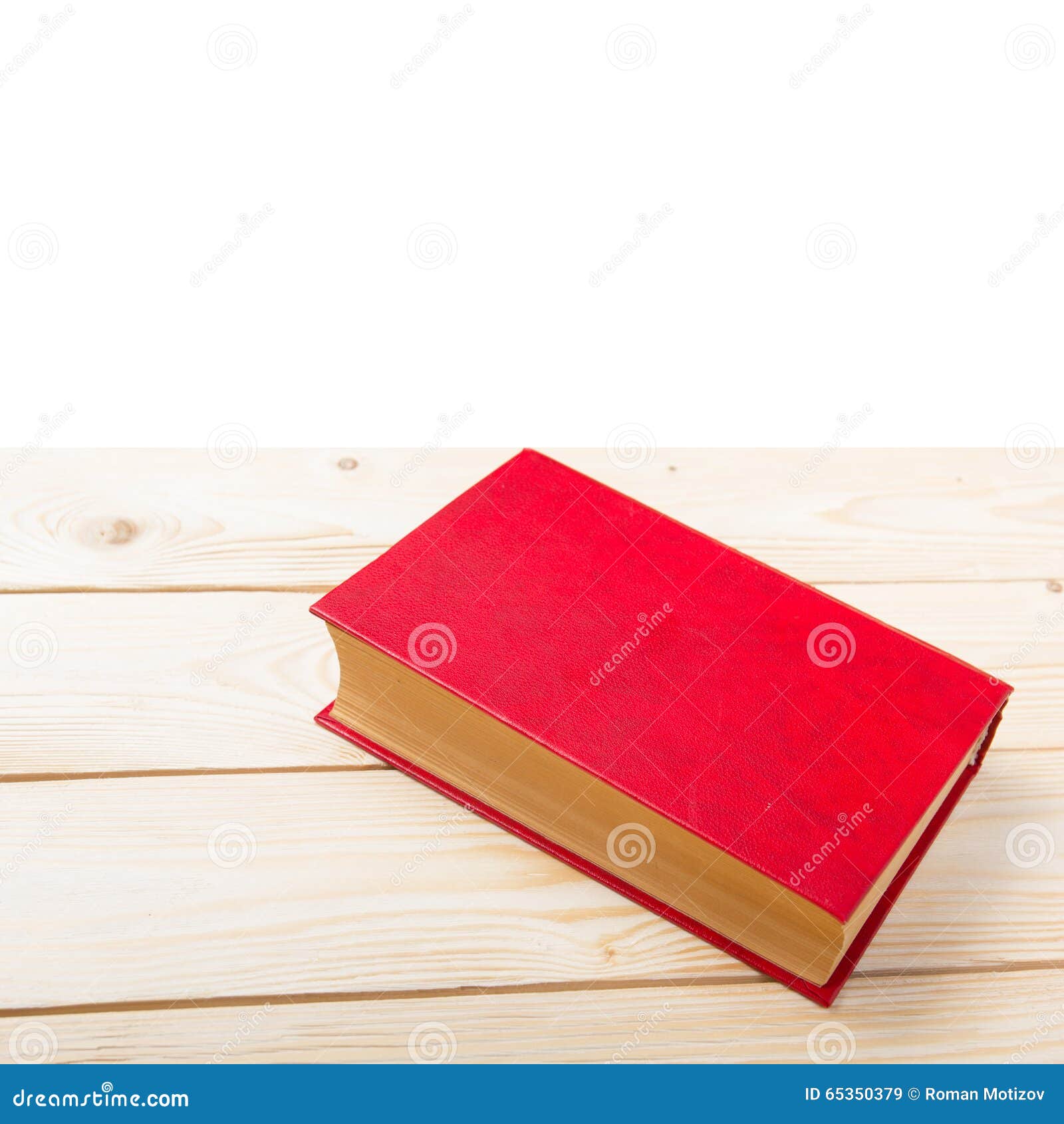 Red Book on Wooden Table. Top View Stock Image - Image of cardboard ...