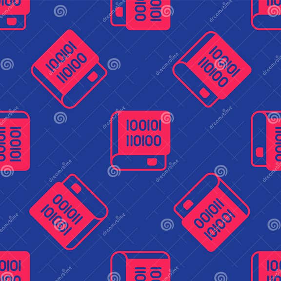 Red Books about Programming Icon Isolated Seamless Pattern on Blue Background. Programming ...