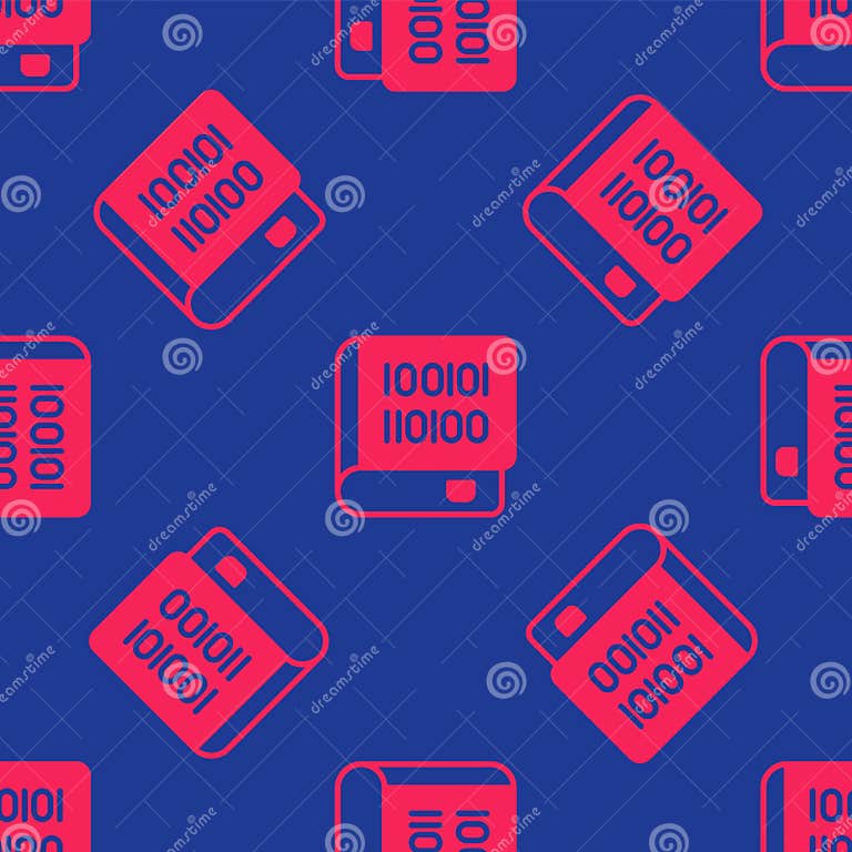 Red Books about Programming Icon Isolated Seamless Pattern on Blue Background. Programming ...