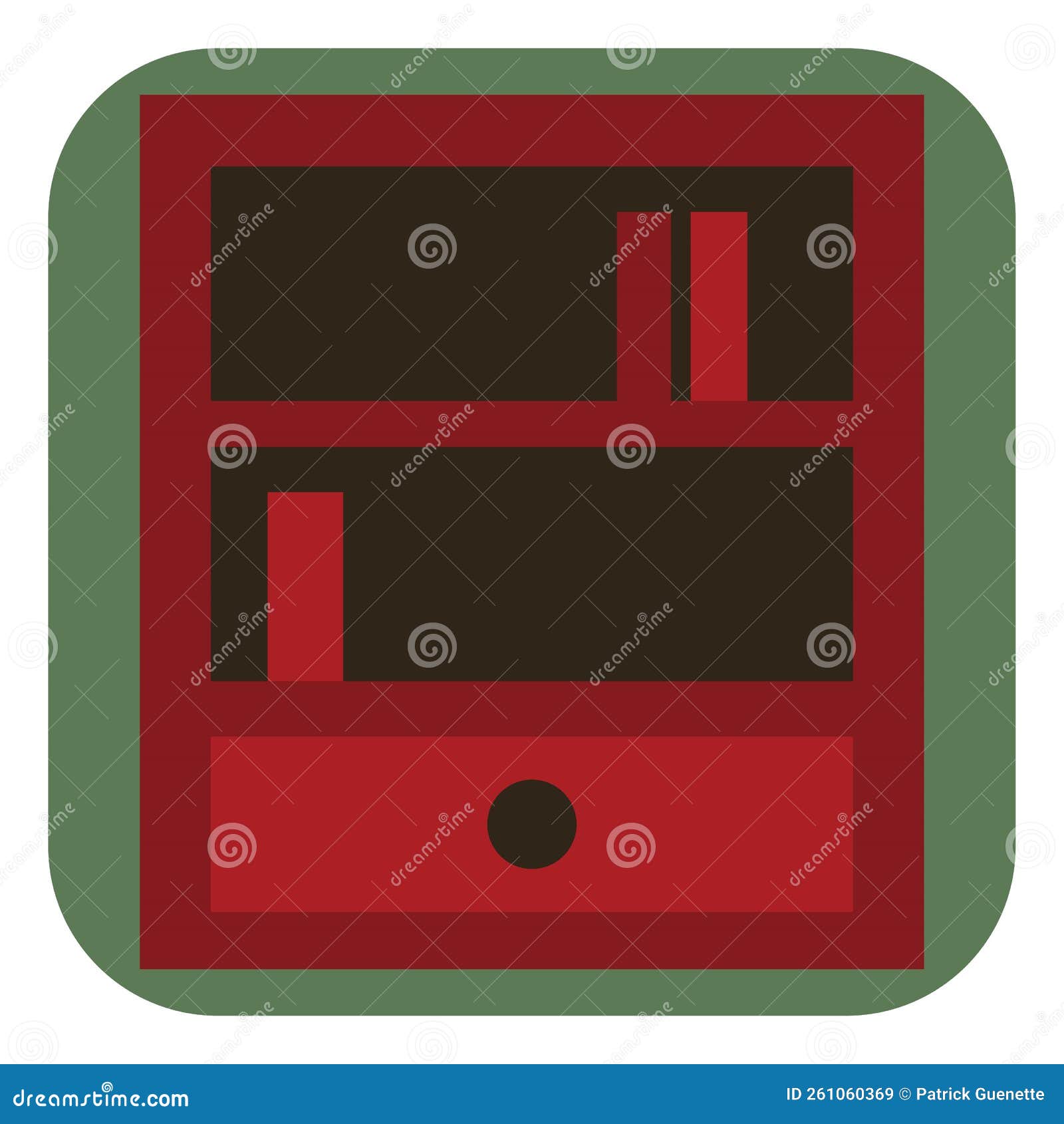 Red bookshelf, icon stock vector. Illustration of light - 261060369