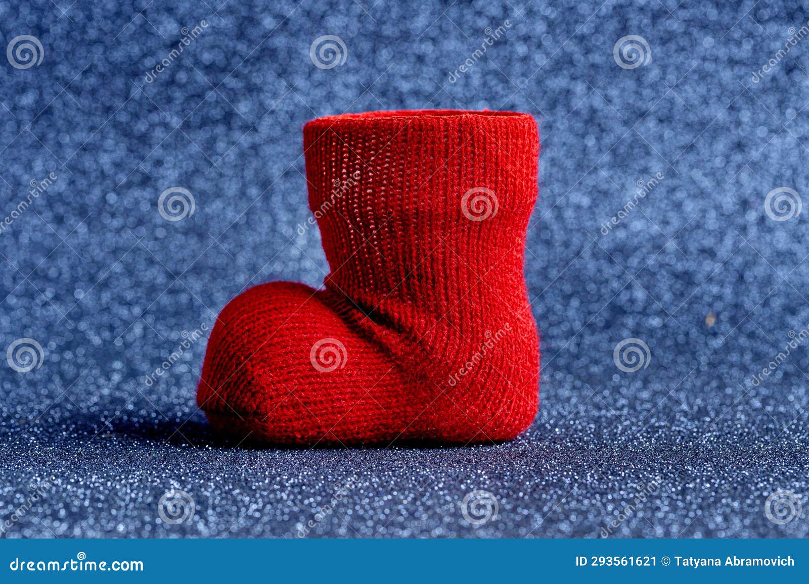 Red Boot on a Blue Shiny Christmas Background Stock Image - Image of ...