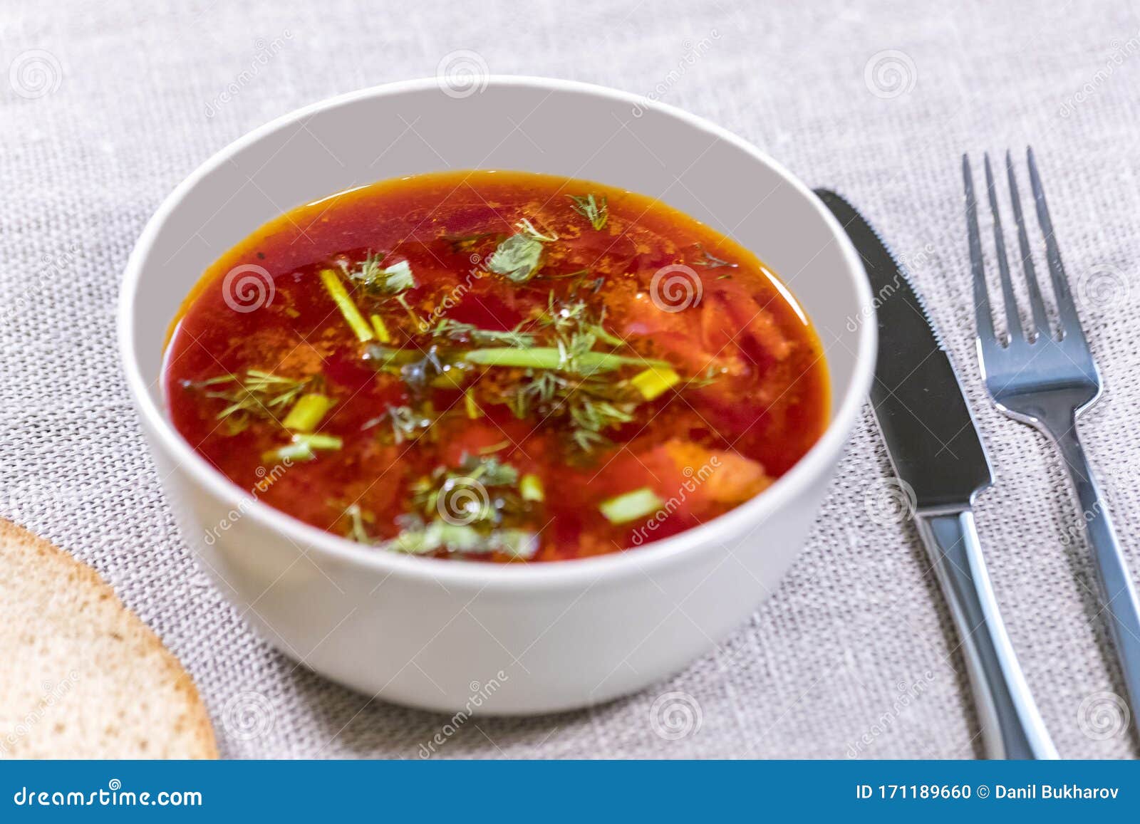 Red borsch in a bowl stock photo. Image of gourmet, meal - 171189660