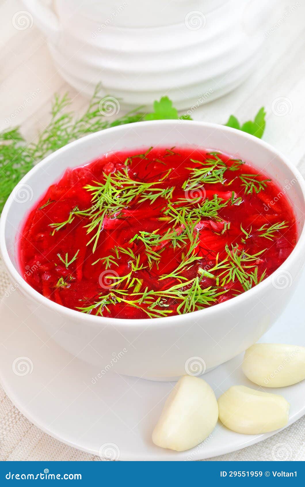 Red borsch with herbs stock image. Image of cuisine, garlic - 29551959