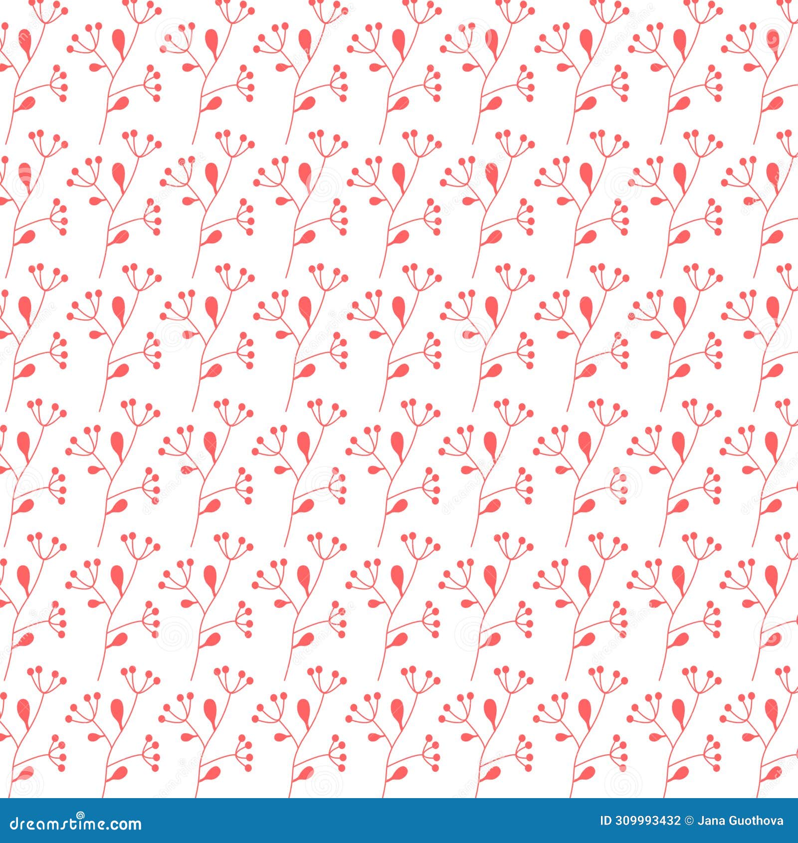 Red Botanical Simple Floral Pattern Texture Wallart Stock Vector ...