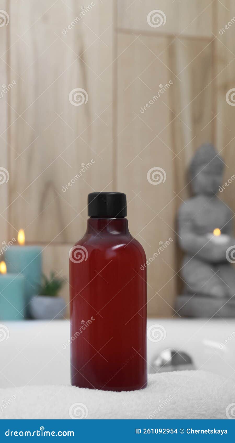 Red Bottle of Bubble Bath on Tub Indoors Stock Photo - Image of bath ...