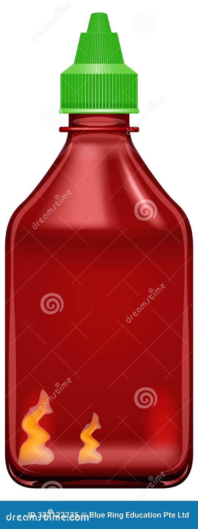 Red bottle with green cap stock vector. Illustration of fiery - 322122235
