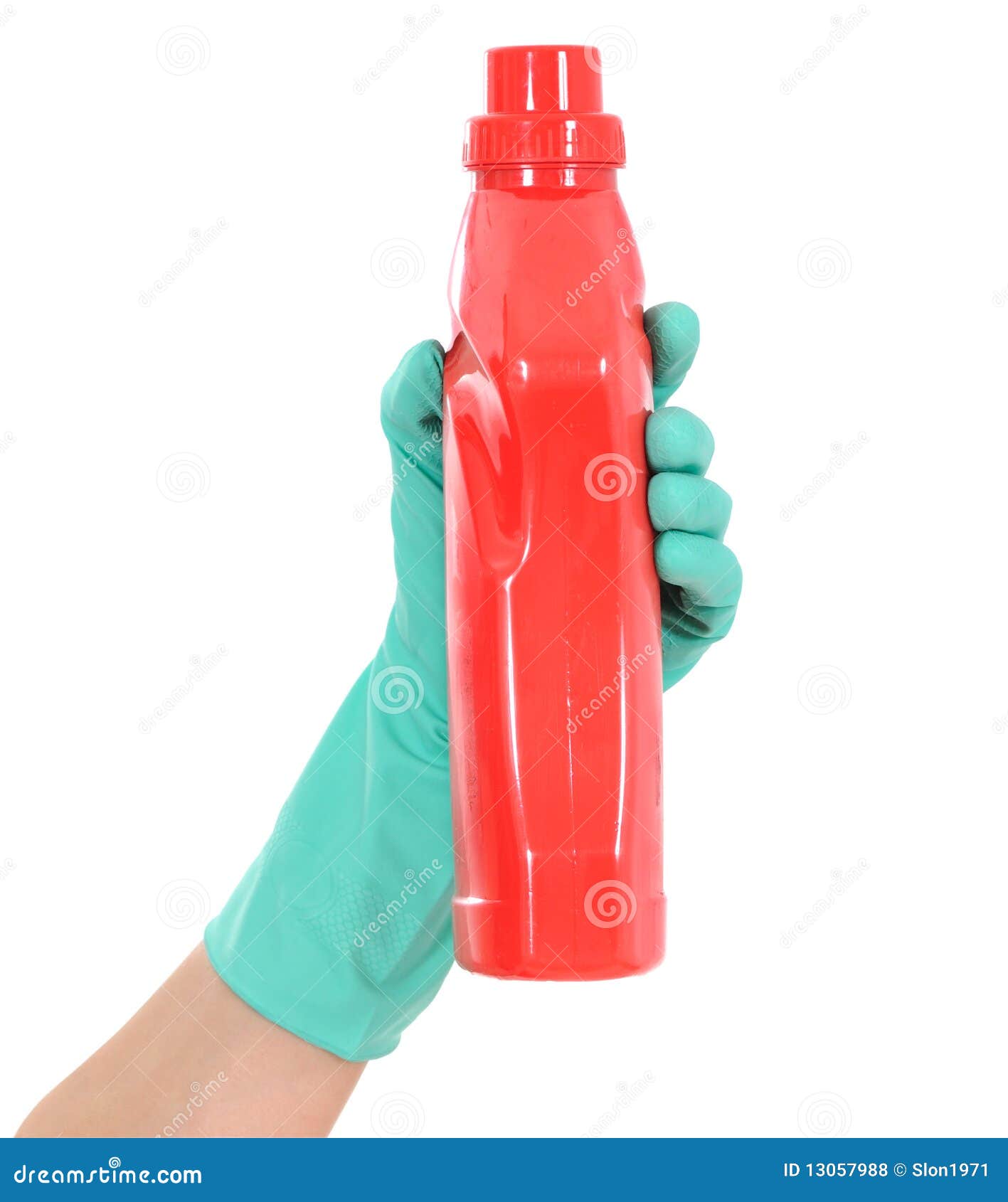 Red bottle in hand stock photo. Image of care, detergent - 13057988