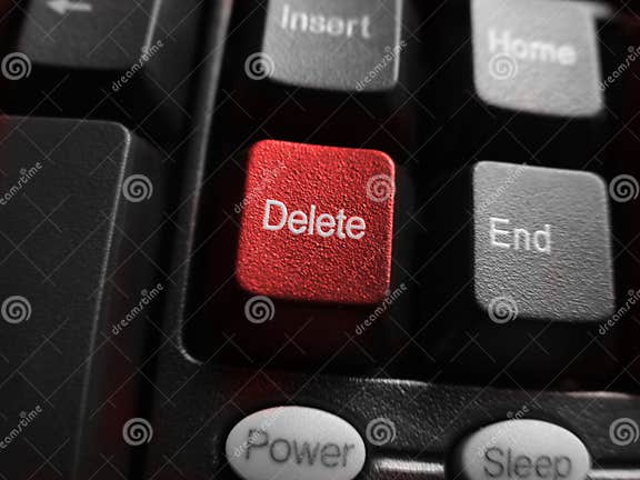 Red botton Delete in macro stock photo. Image of delete - 267780