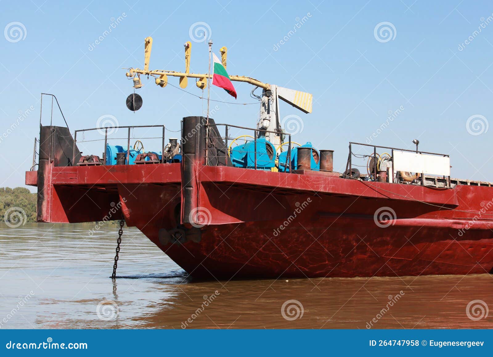Red Bow of a Cargo River Ship Under Bulgarian Flag Stock Photo - Image ...
