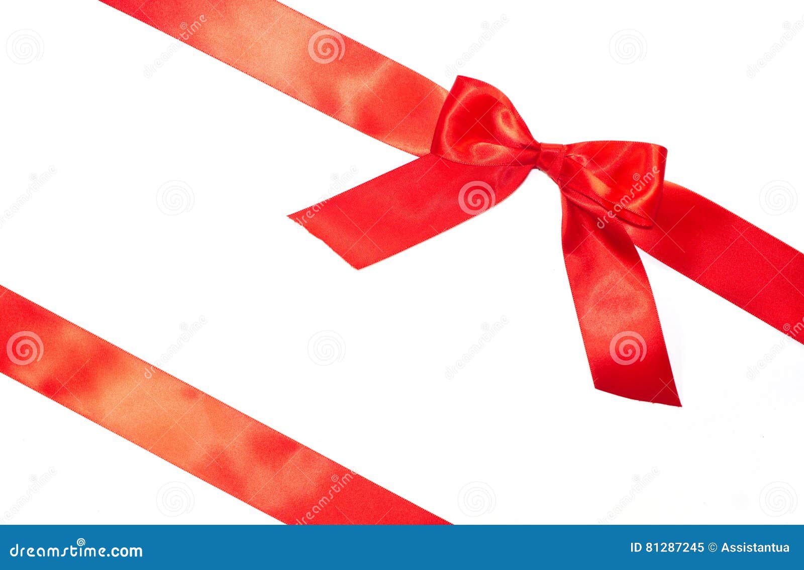 Red Bow and Diagonal Ribbons with Tails Stock Image - Image of knot ...