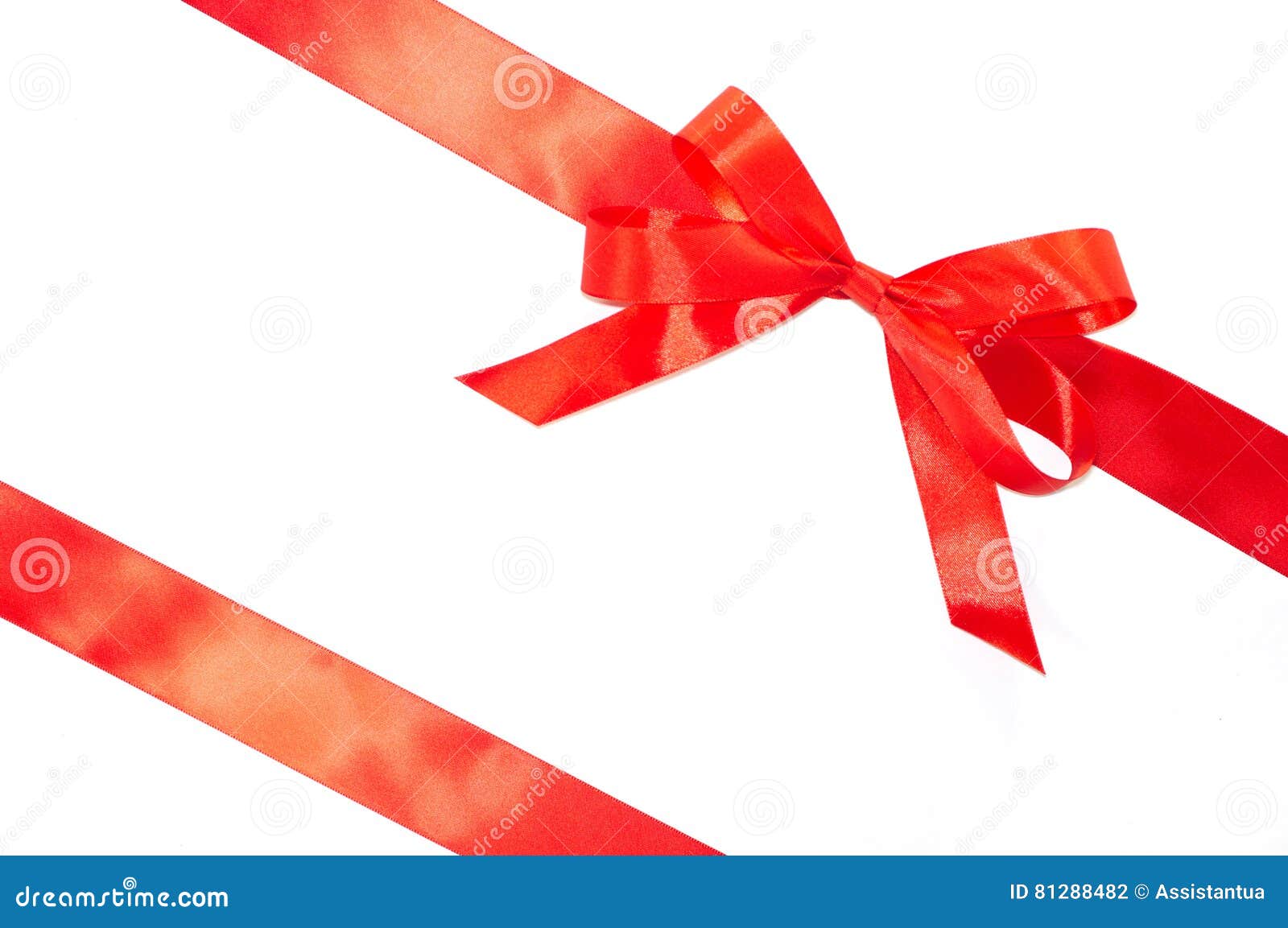 Red Bow and Diagonal Ribbons with Tails Stock Photo - Image of ...