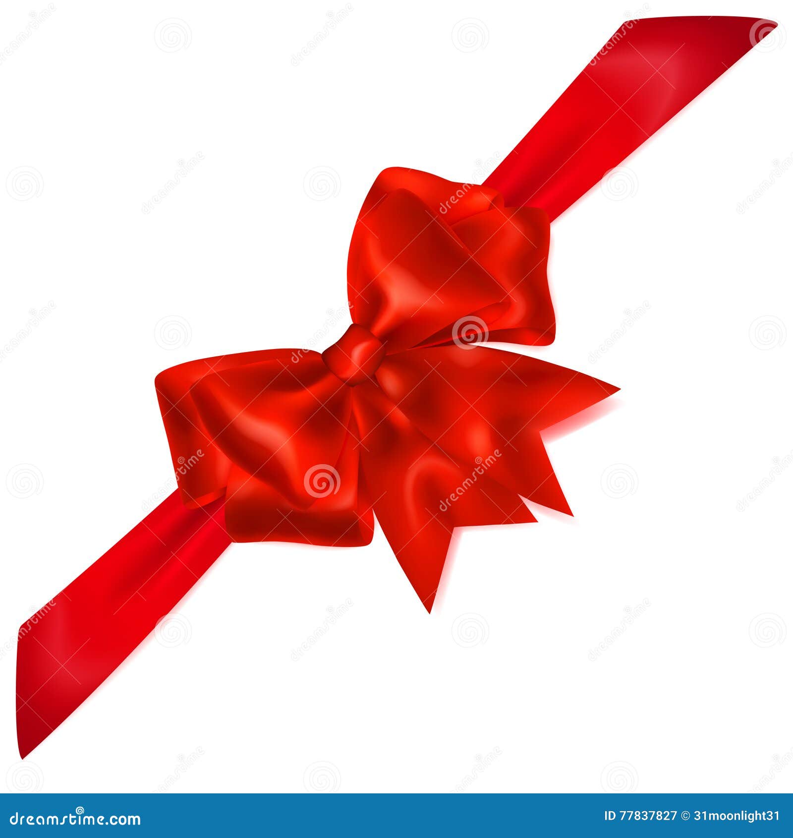 Red Bow with Diagonally Ribbon Stock Vector - Illustration of love ...