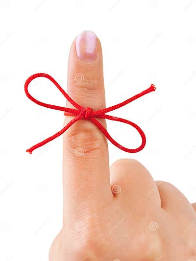 Red bow on finger stock photo. Image of decisions, careless - 10063490