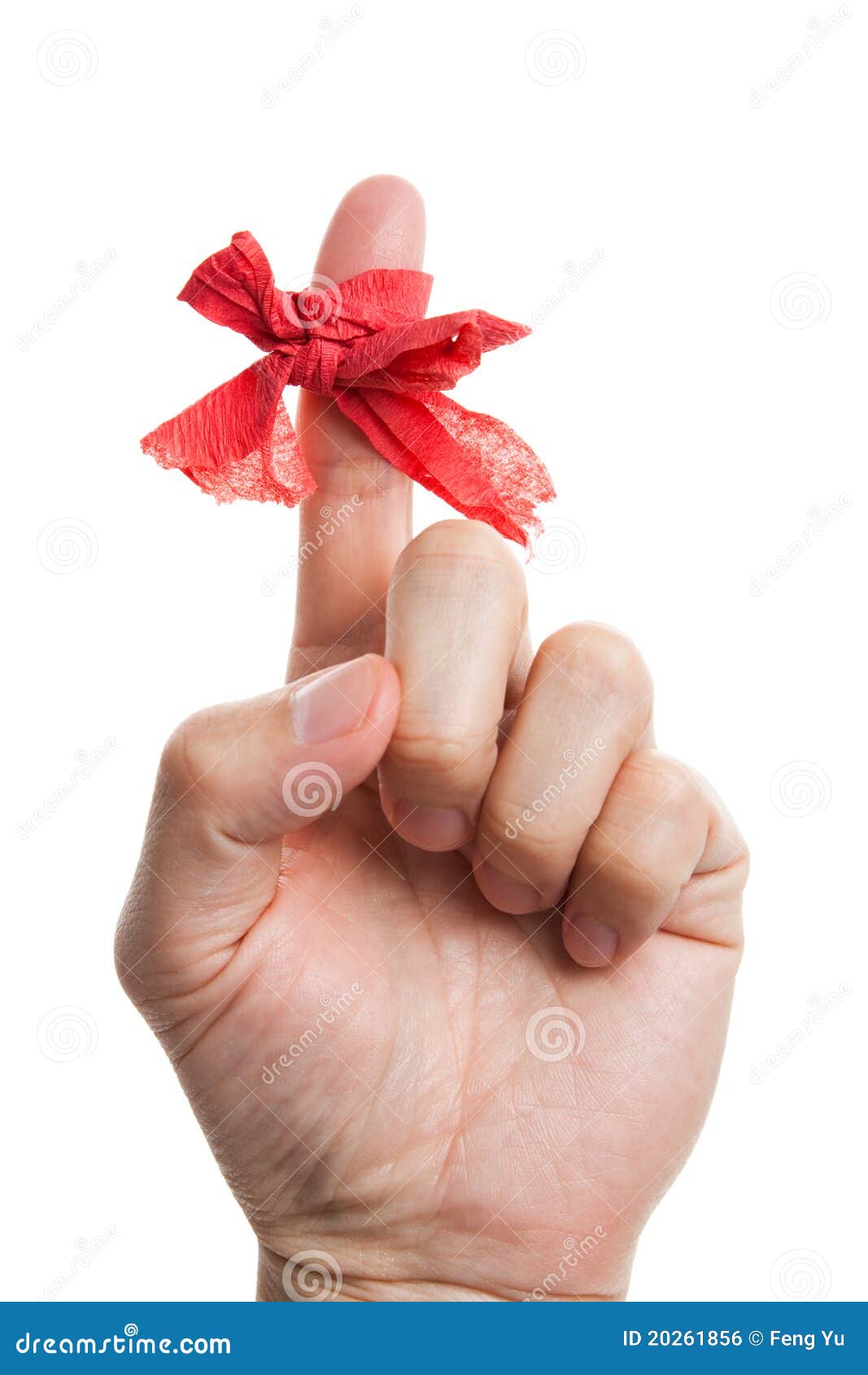Red bow on finger stock photo. Image of remind, tied - 20261856