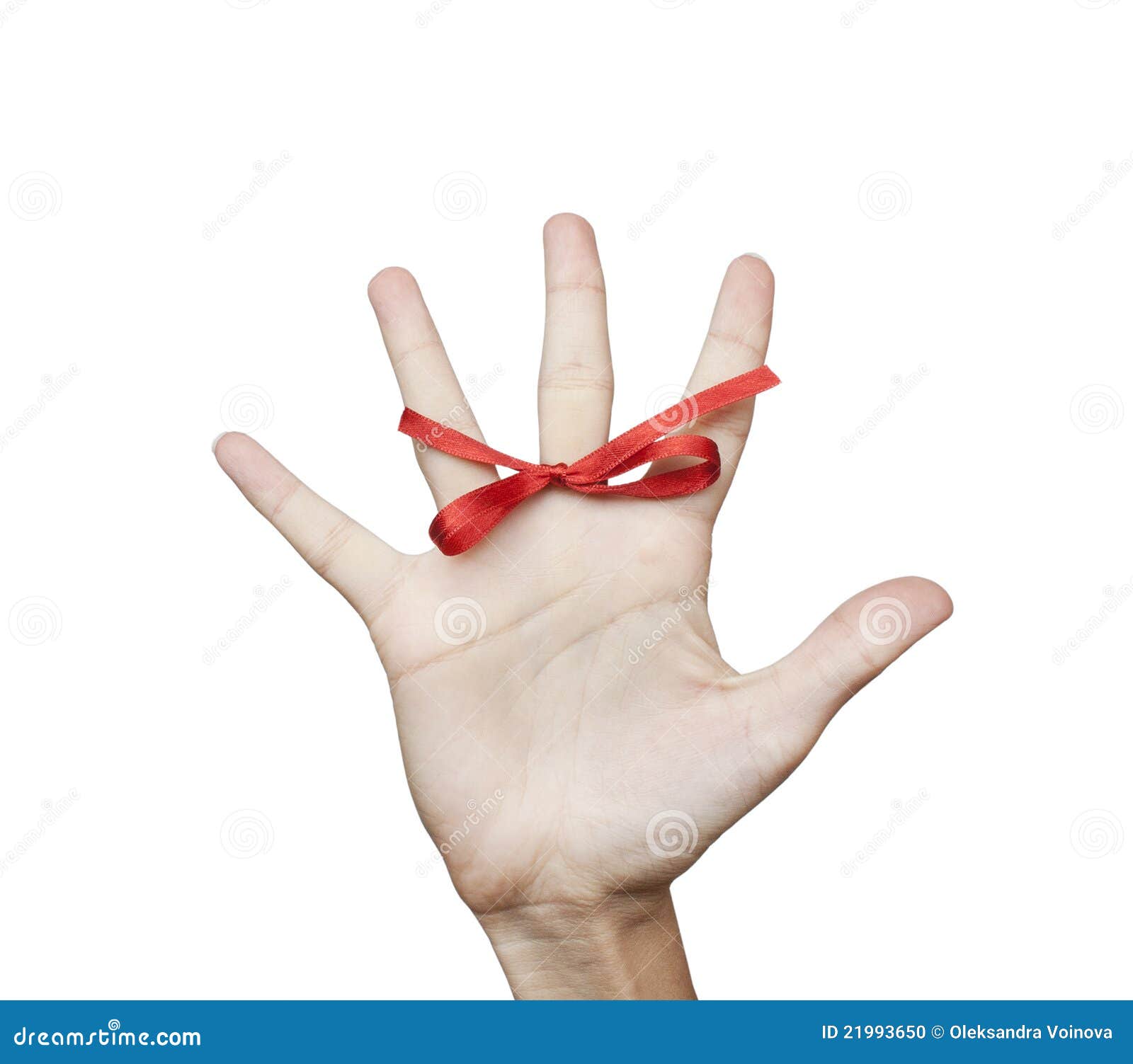 Red bow on finger stock photo. Image of people, isolated - 21993650