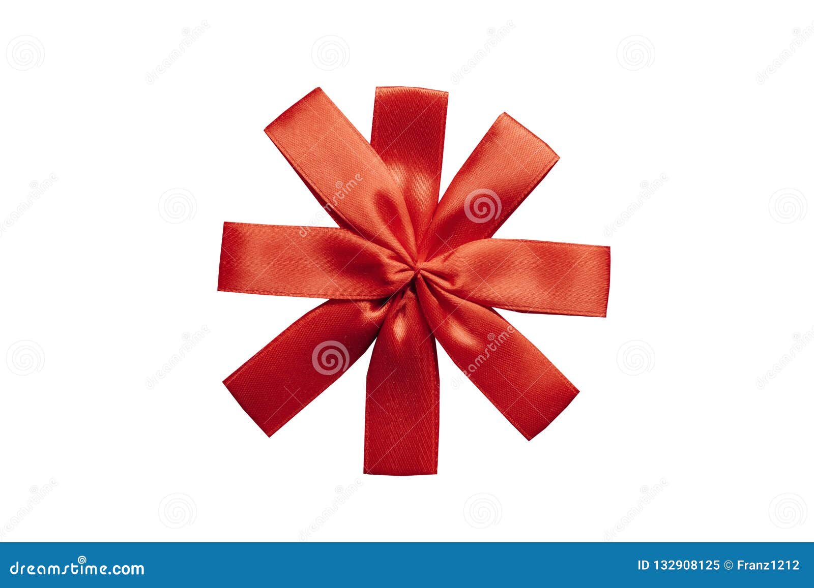Red Bow on Gift Box Top View Isolated on White Background Stock Image ...