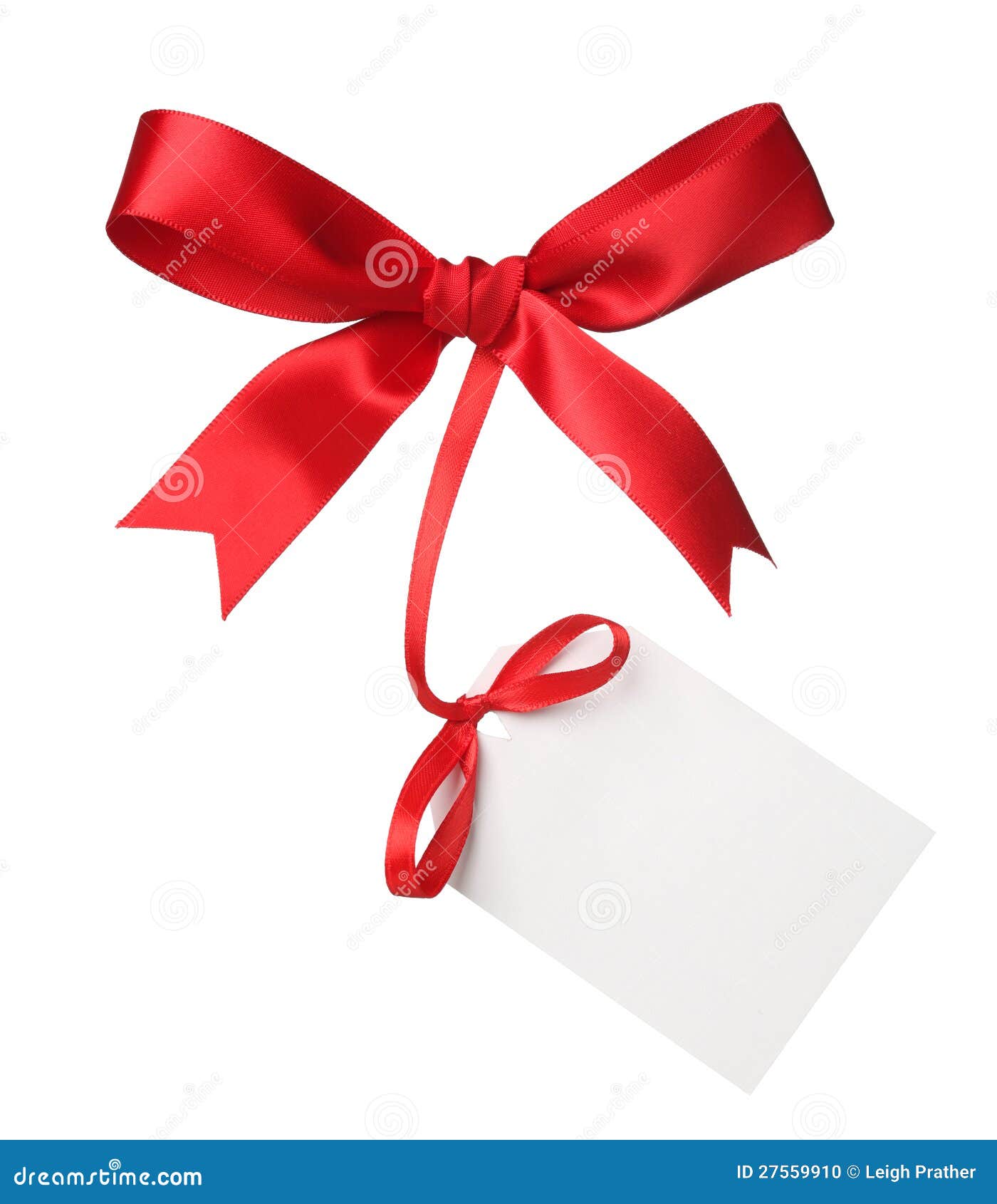 Red bow with label stock photo. Image of isolated, label - 27559910