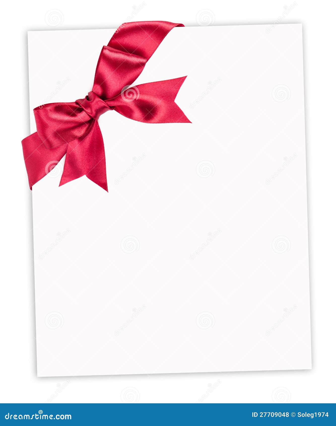 Red bow on paper sheet stock photo. Image of gift, decor - 27709048
