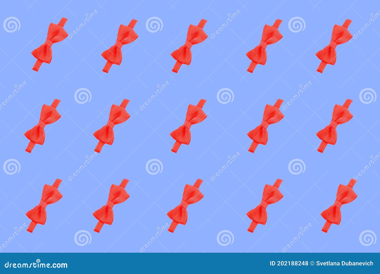 Red Bow Pattern. Red Bow on a Blue Background. Ribbon Stock Photo ...