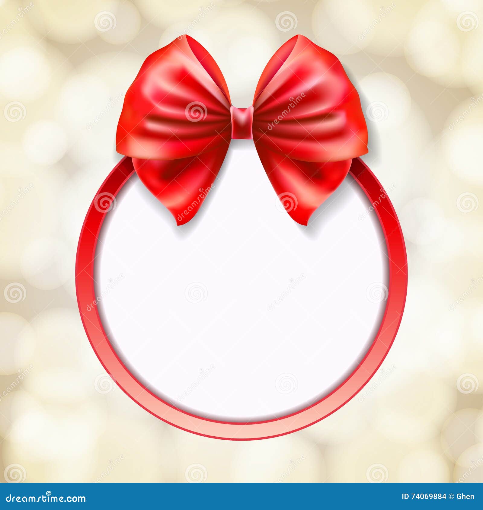 Red bow on red round frame stock vector. Illustration of blank - 74069884