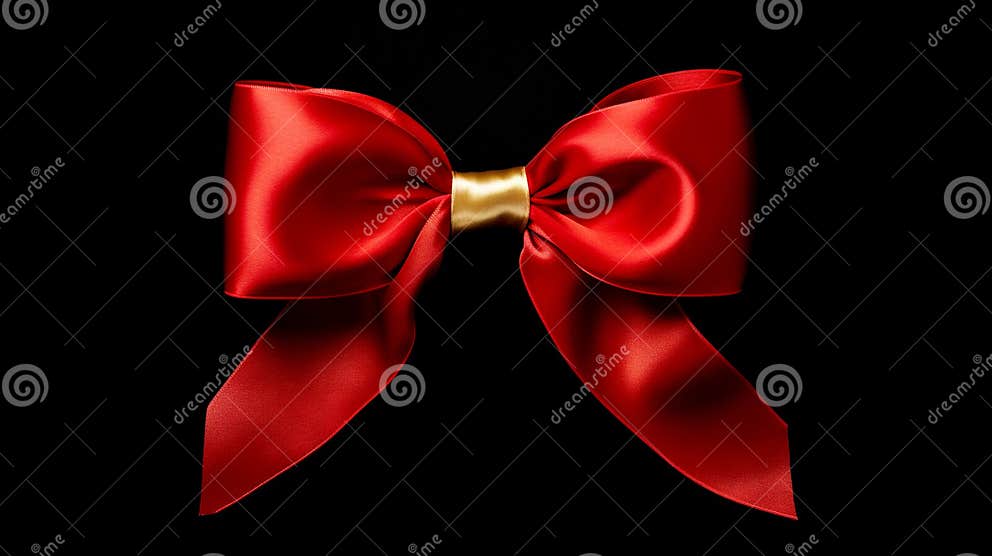 Red Bow with Ribbon Isolated on Black. Stock Image - Image of christmas ...