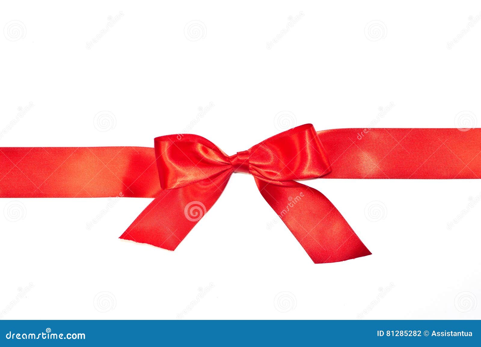 Red Bow Ribbon with Tails Isolated Stock Photo - Image of decoration ...
